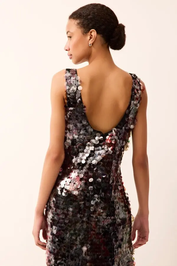 MARIE OLIVER Olympia Sequin Floral Midi Dress
