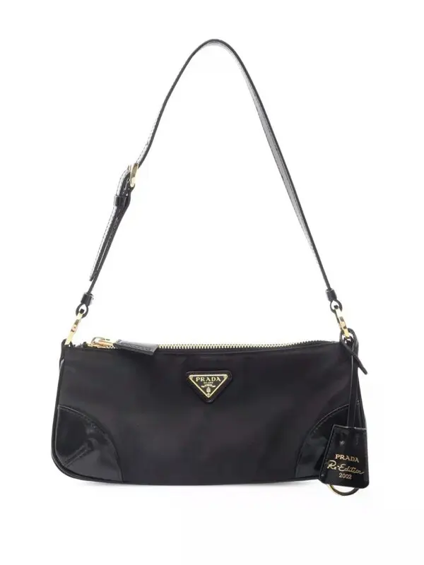 Prada 2016-2026 Spazzolato Trimmed Re Nylon Re Edition 2002 Shoulder Bag - Black