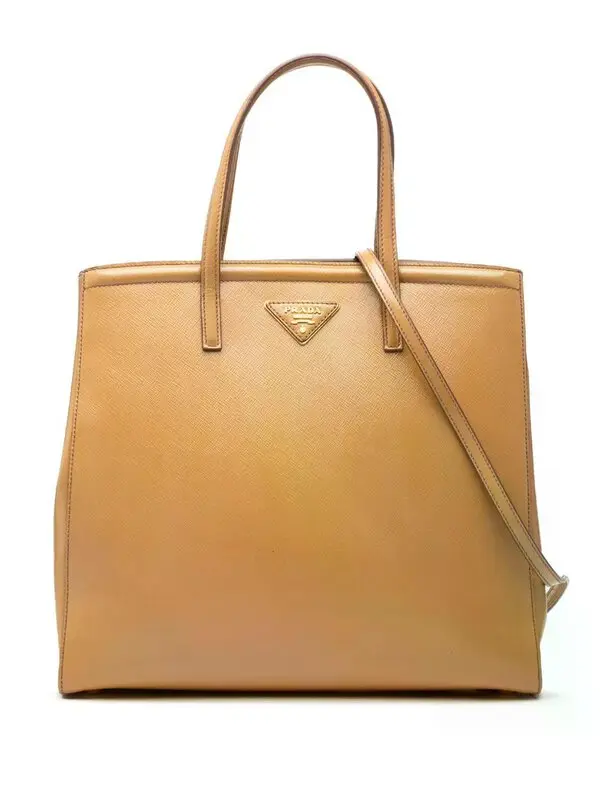 Prada 2010-2026 Saffiano Vernice Parabole Satchel - Brown