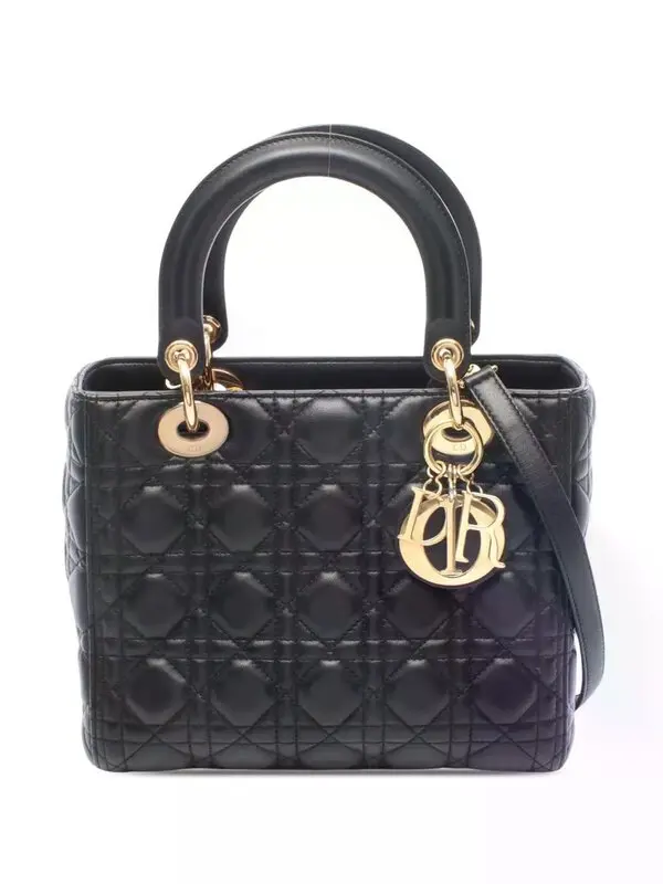 Dior 2010-2020 Medium Lambskin Cannage Lady Satchel - Black