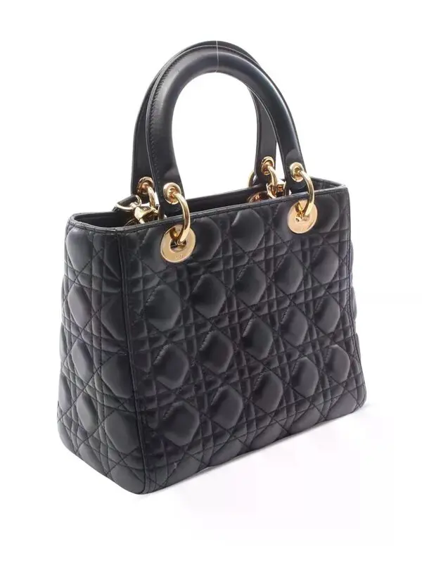 Dior Medium Lambskin Cannage Lady Satchel - Black