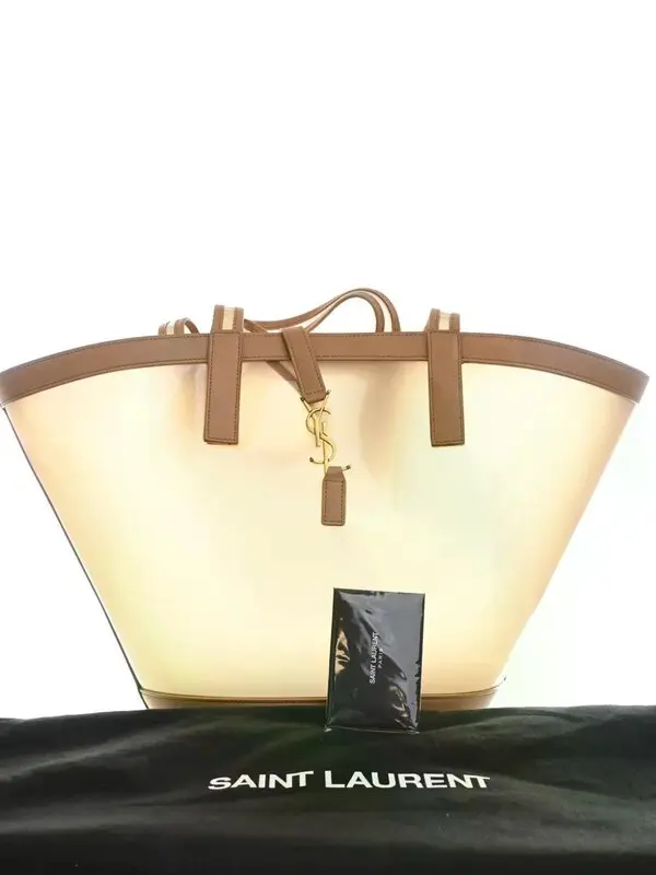 Saint Laurent Medium Pvc And Calfskin Panier Tote Bag - Neutrals
