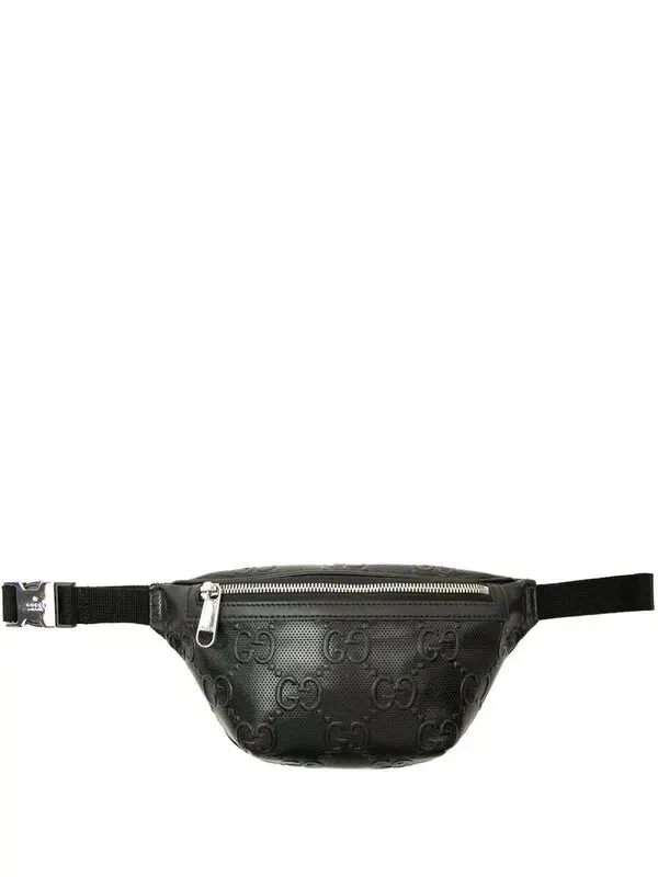 Gucci 2016-2026 Gg Embossed Perforated Leather Belt Bag - Black