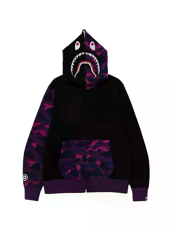 A BATHING APE Shark Color Camo Hoodie - Black