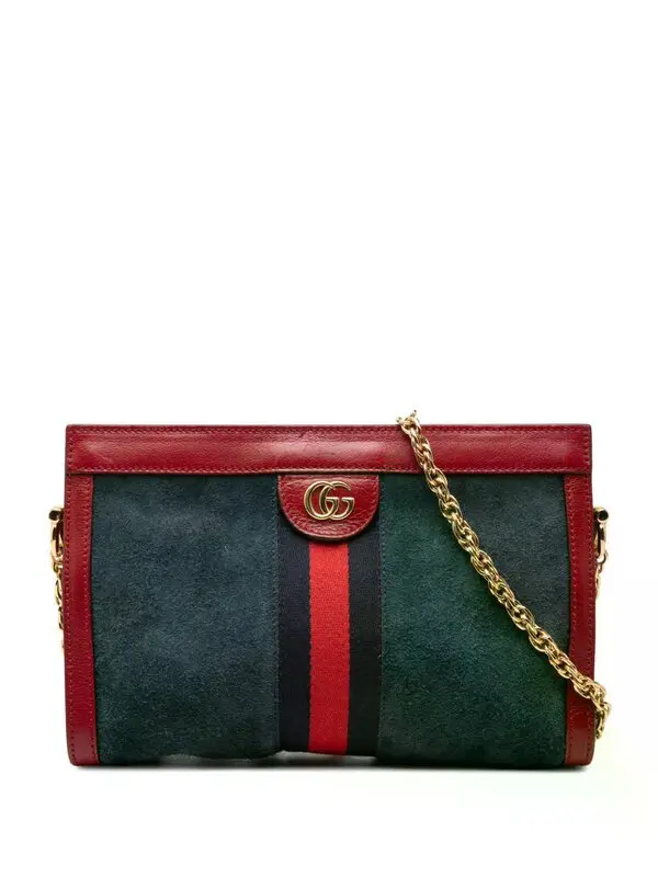 Gucci 2000-2015 Small Suede Web Ophidia Chain Crossbody Bag - Blue
