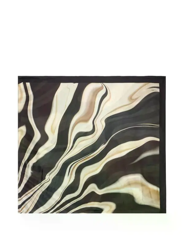 Roberto Cavalli Marble-print Contrast-border Scarf
