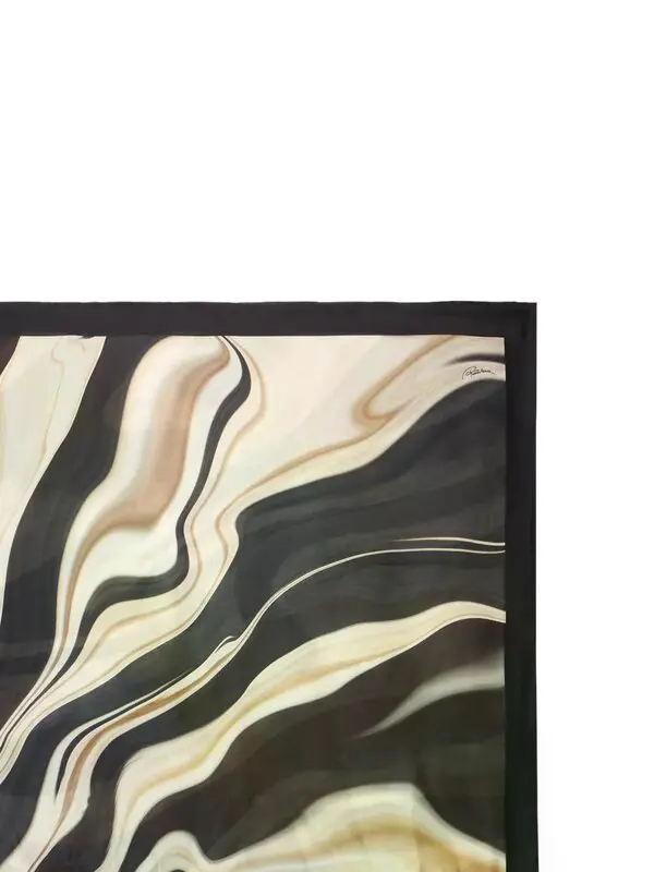 Roberto Cavalli Marble-print Contrast-border Scarf