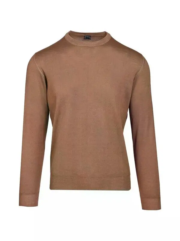 Fedeli Crew-neck Wool Sweater - Brown