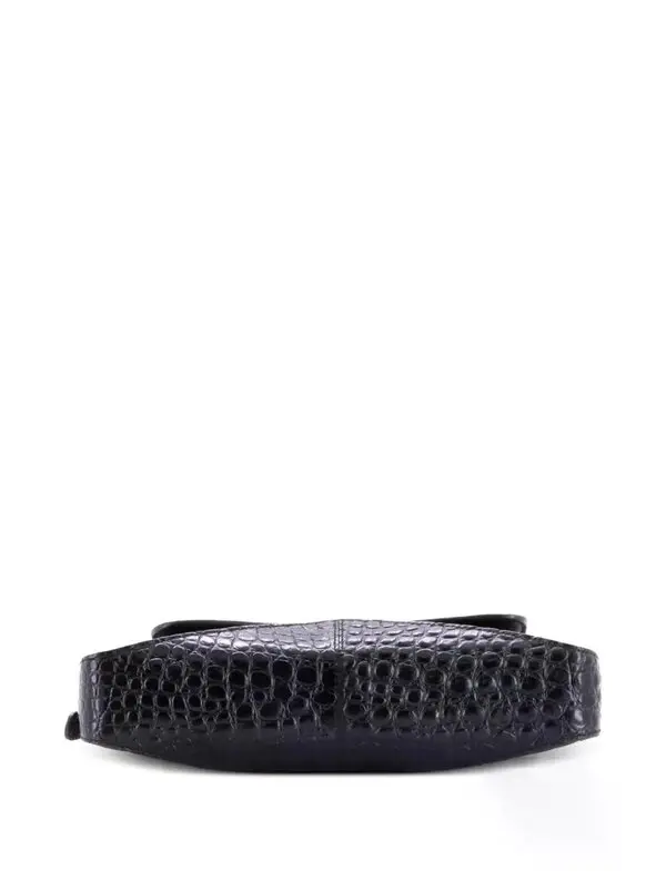 Balenciaga Crocodile Embossed Leather Shoulder Bag