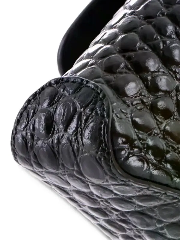 Balenciaga Crocodile Embossed Leather Shoulder Bag