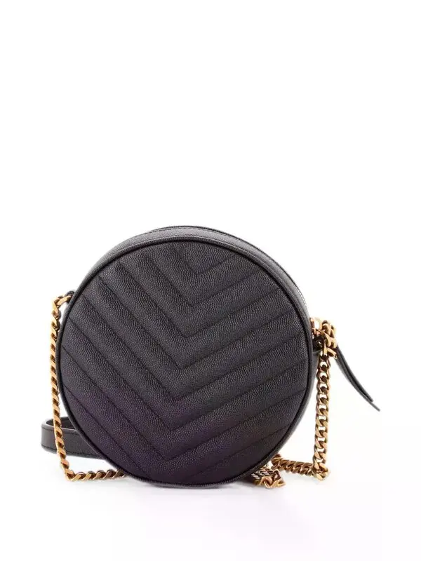 Saint Laurent Vinyle Round Camera Bag Matelasse Chevron Leather Crossbody Bag