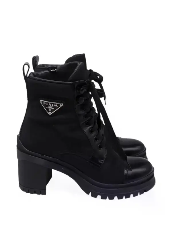 Prada Re-nylon Lace-up Ankle Boots - Black