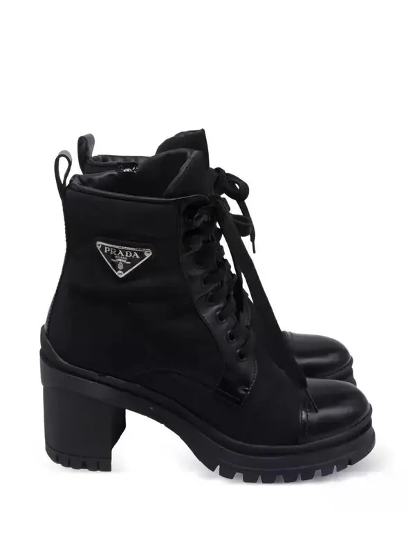 Prada Re-nylon Lace-up Ankle Boots - Black