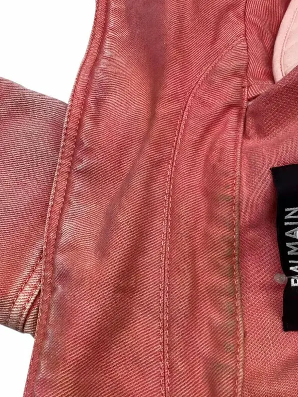 Balmain Belted Cropped Denim Jacket