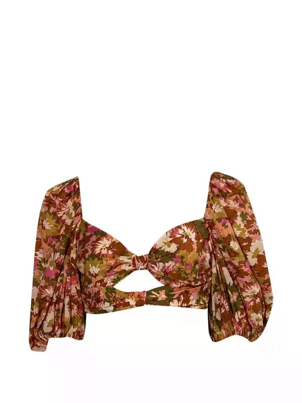 Zimmermann Floral-print Crop Top - Brown