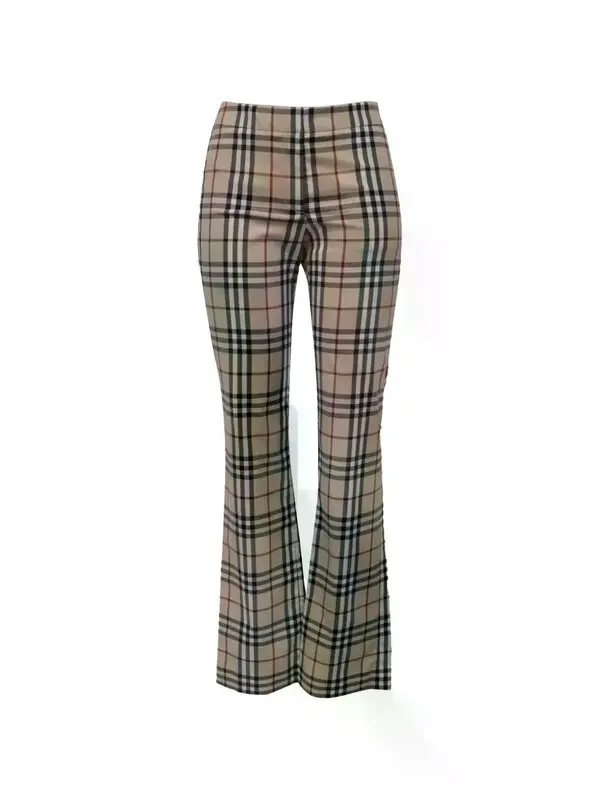Burberry Check Flared Trousers - Neutrals