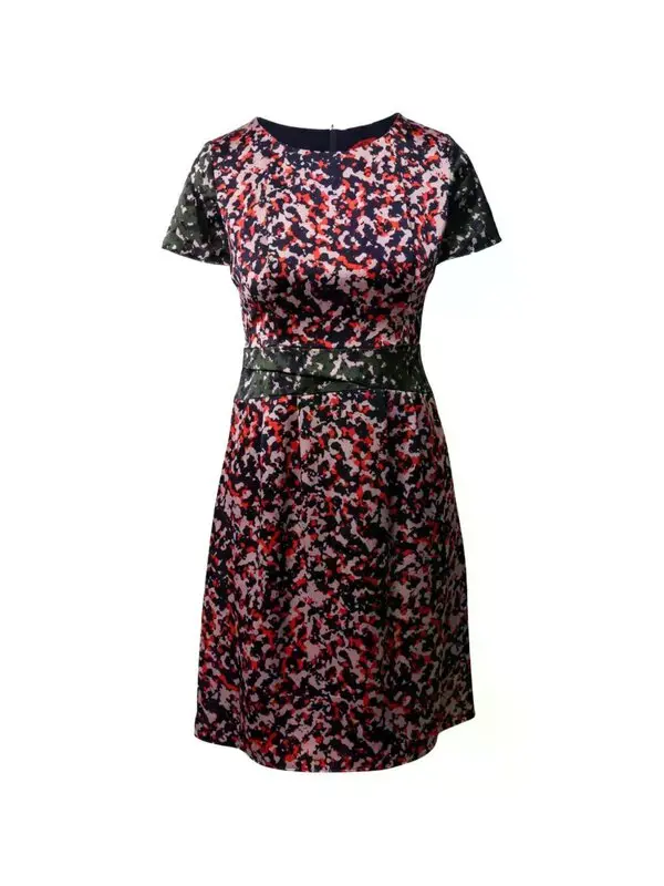 BOSS Camouflage Print Round Neck Short Sleeve Dress - Neutrals