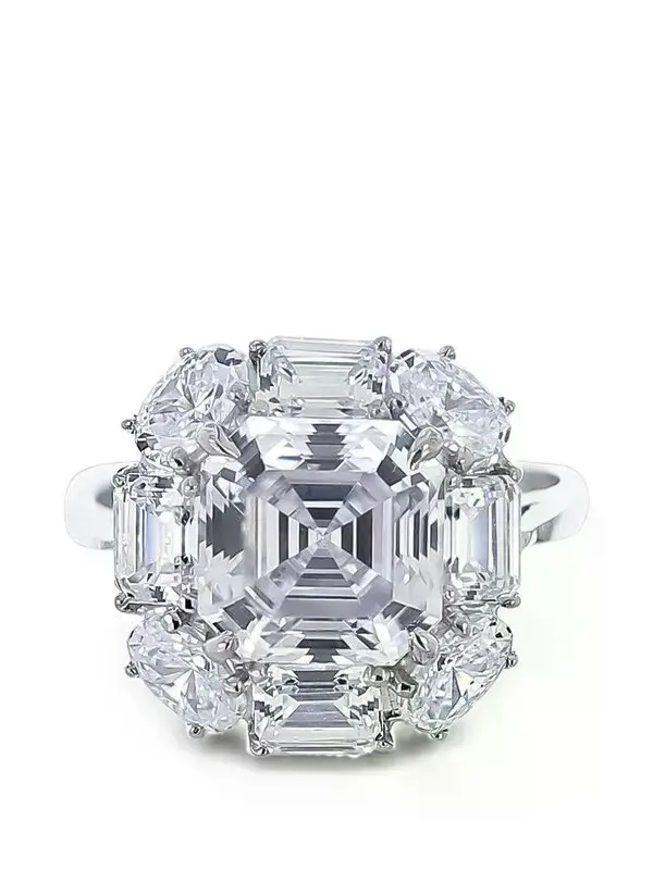 FANTASIA BY DESERIO Halo Ring With Cushion-cut Cubic Zirconia