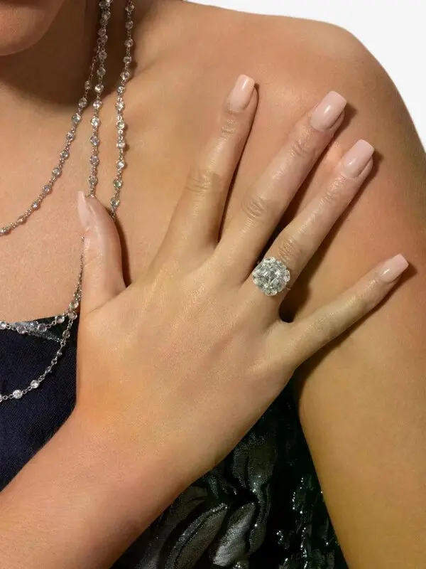 FANTASIA BY DESERIO Halo Ring With Cushion-cut Cubic Zirconia