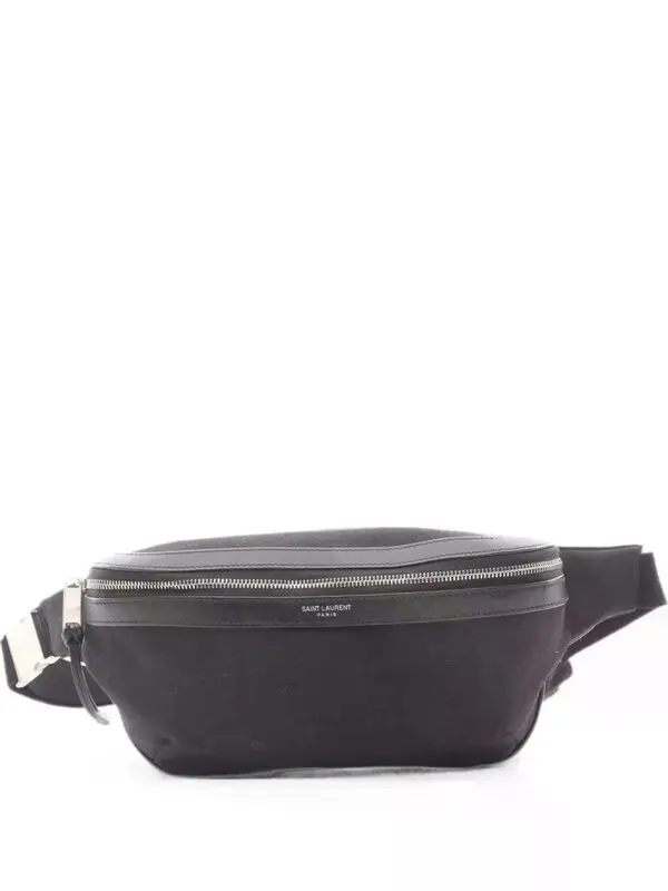 Saint Laurent 2010s Leather-trim Belt Bag - Black
