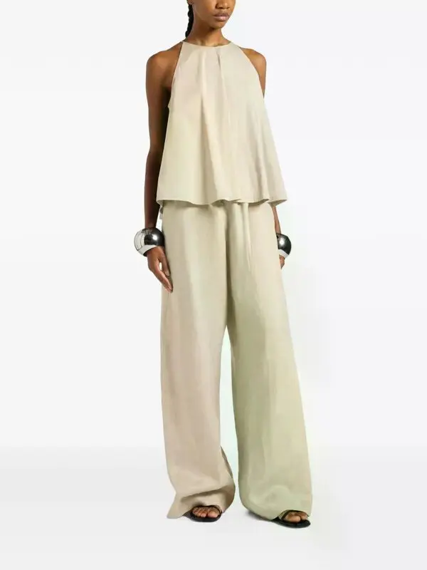 Liviana Conti Hope Halterneck Pleated Top - Neutrals