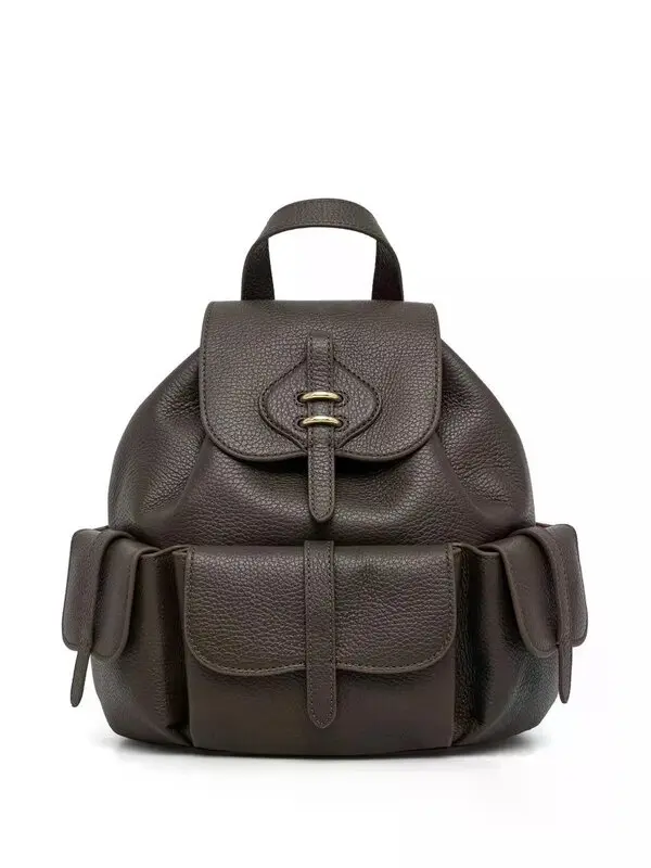 COCCINELLE Medium Mavery Pocket Pebbled Leather Backpack - Brown