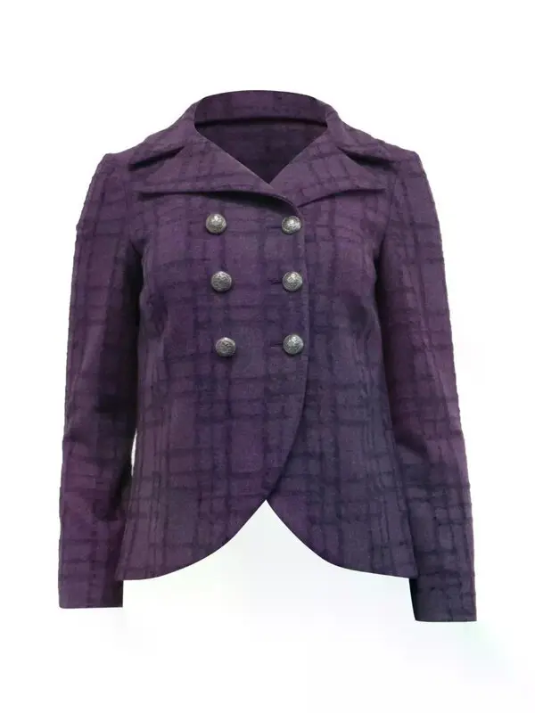 Etro 2010s Double-breasted Plaid Jacket - Purple