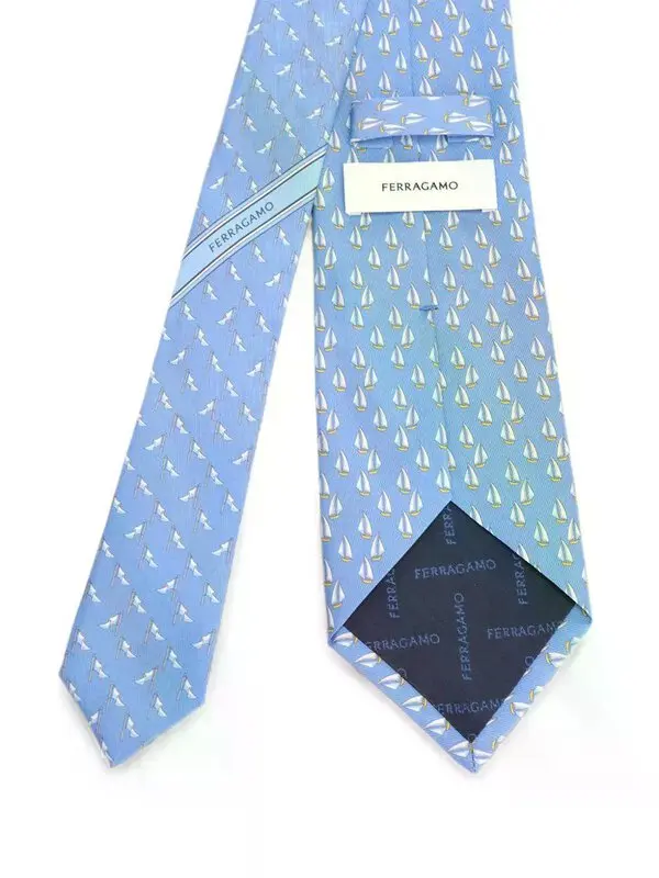 FERRAGAMO Sailboat-print Tie
