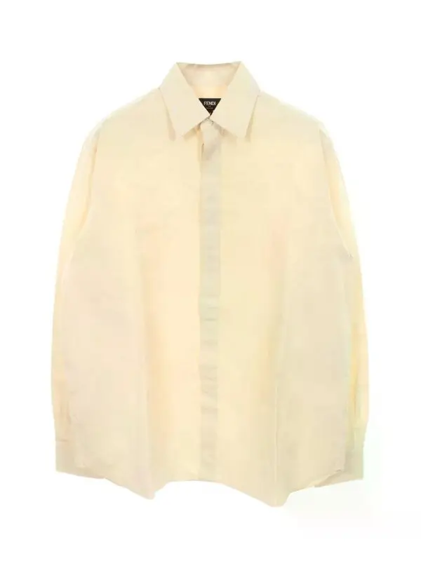 Fendi 2000s Embroidered-detailing Long-sleeved Shirt - Neutrals