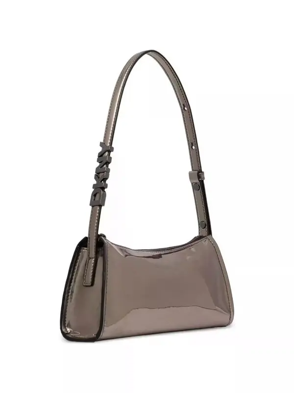Dkny Logo Plaque Metallic Shoulder Bag - Brown