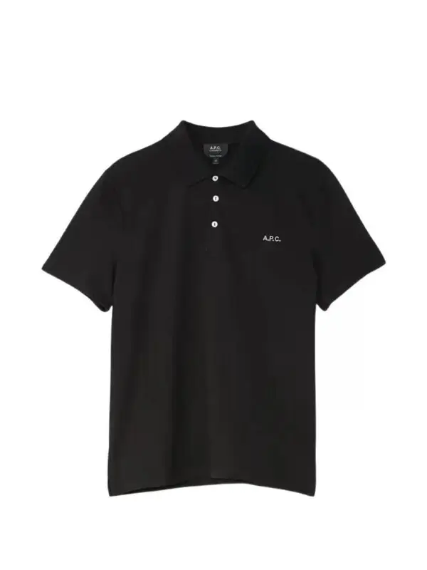 A.p.c. Logo-print Cotton Polo Shirt - Black
