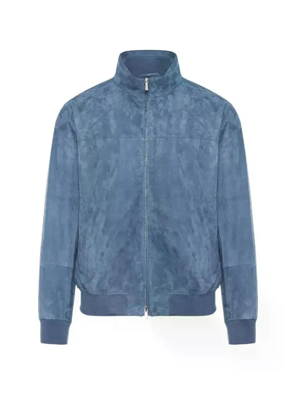 MANDELLI High-neck Suede Jacket - Blue