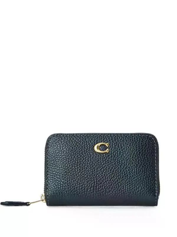 COACH Pebbled Leather Zip-around Wallet - Black
