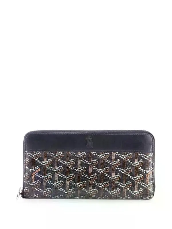 Goyard Matignon Zip Wallet Coated Canvas With Leather Small Wallets - Black