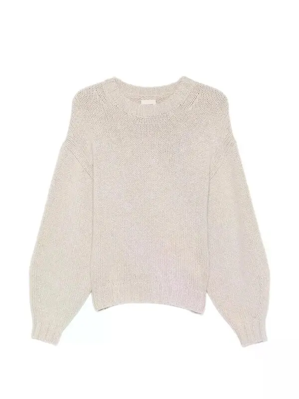 Khaite Ribbed Knit Balloon Sleeve Sweater - Neutrals