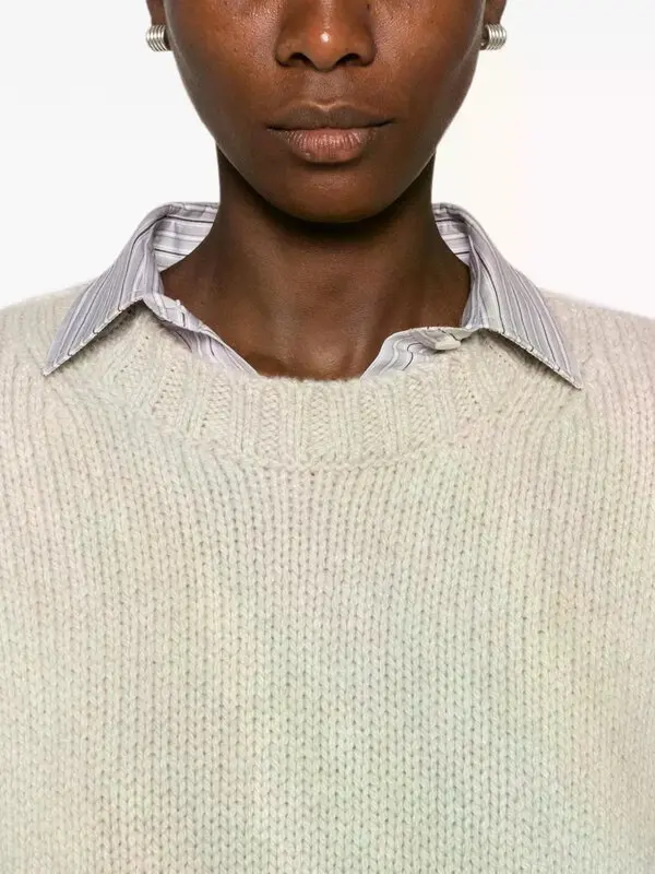 Khaite Ribbed Knit Balloon Sleeve Sweater - Neutrals