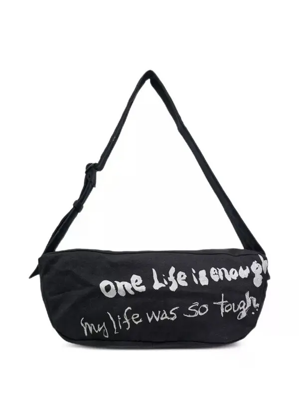 Y’s Graphic Print Box Shoulder Bag - Black