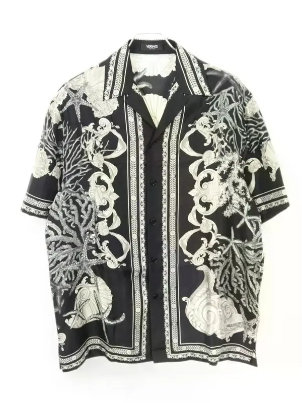 Versace 2010s Barocco Sea-print Shirt - Black