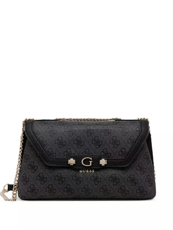 Guess Lindsey Shoulder Bag With All-over Logo Print - Grey