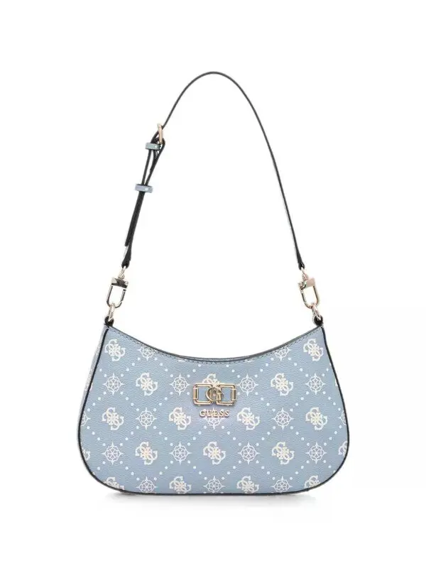 Guess Emelie Monogram-print Logo-plaque Shoulder Bag - Blue
