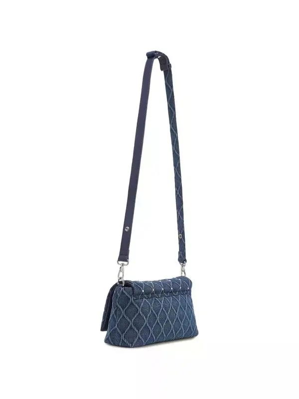 Liu Jo Medium Quilted Denim Shoulder Bag With Rhinestone Embellishments