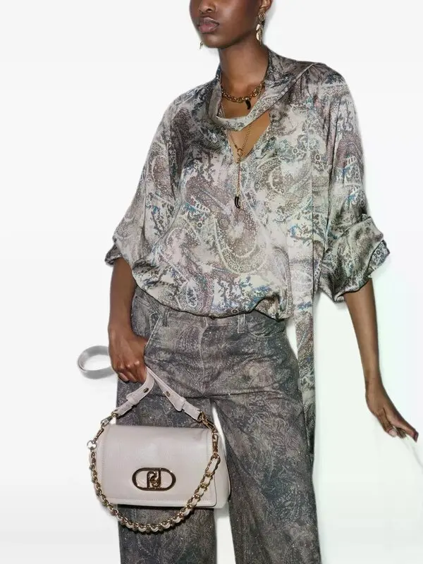 Liu Jo Medium Baguette Shoulder Bag With Gold Tone Clasp - Neutrals