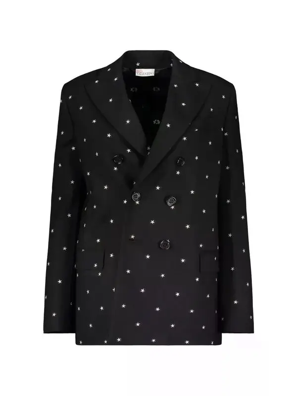 Red Valentino Star-print Double-breasted Blazer - Black