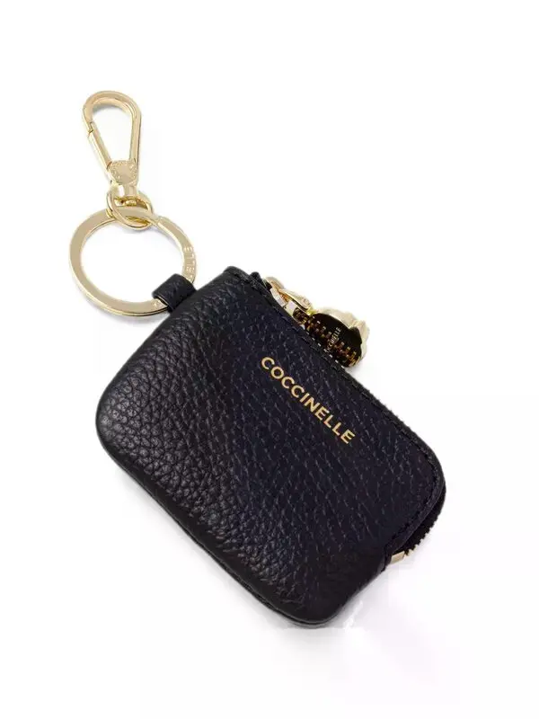 COCCINELLE C-me Softy Logo-print Pebbled-leather Keyring - Black