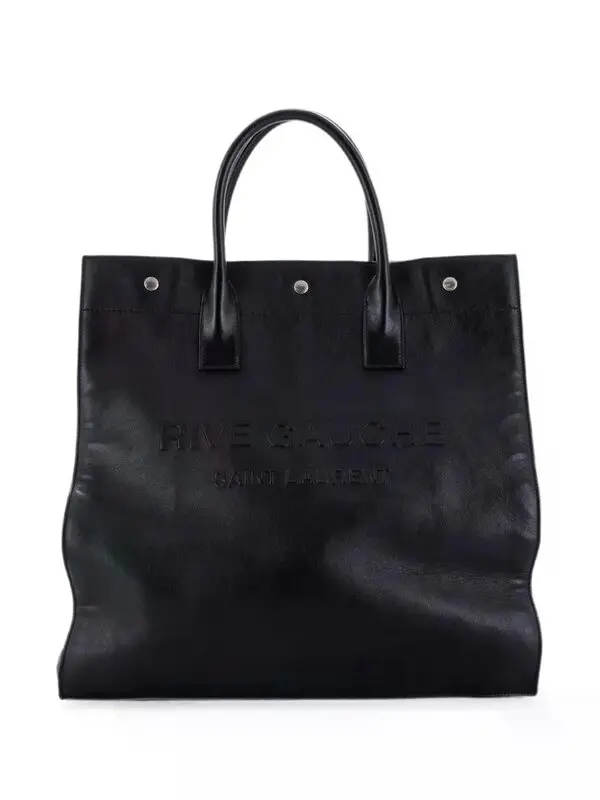 Saint Laurent Rive Gauche Shopper Leather Tall Tote Bag - Black