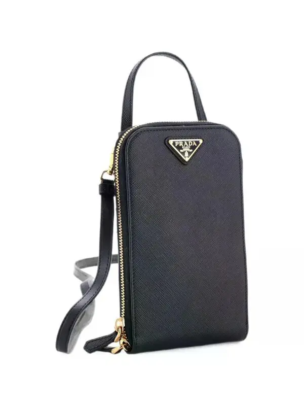 Prada Zip Phone Holder Saffiano Leather Crossbody Bag