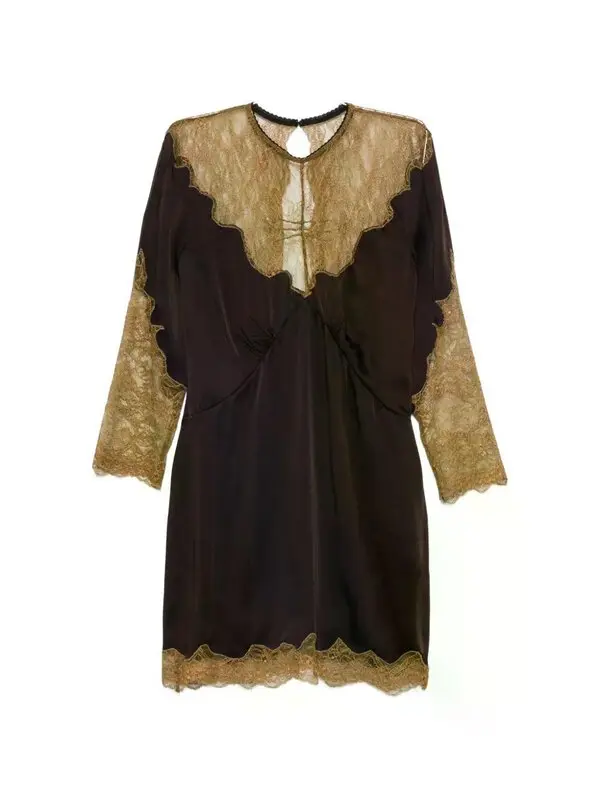 Attico Lace-trim Mini Dress - Brown