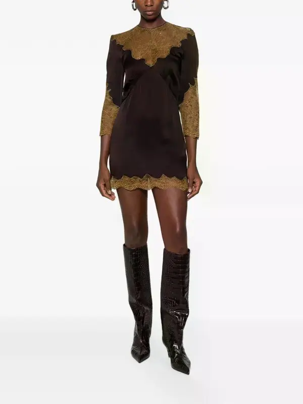 Attico Lace-trim Mini Dress - Brown