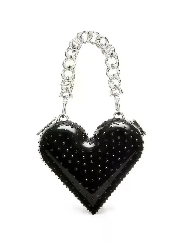 Gcds Crystal-embellished Heart Mini Bag - Black