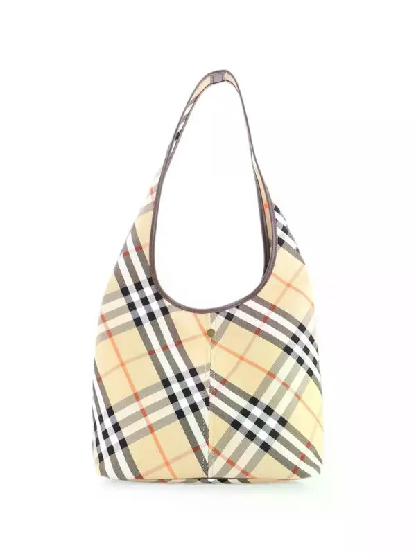 Burberry Shoulder Bag Vintage Check Canvas Small Hobo Bag - Brown